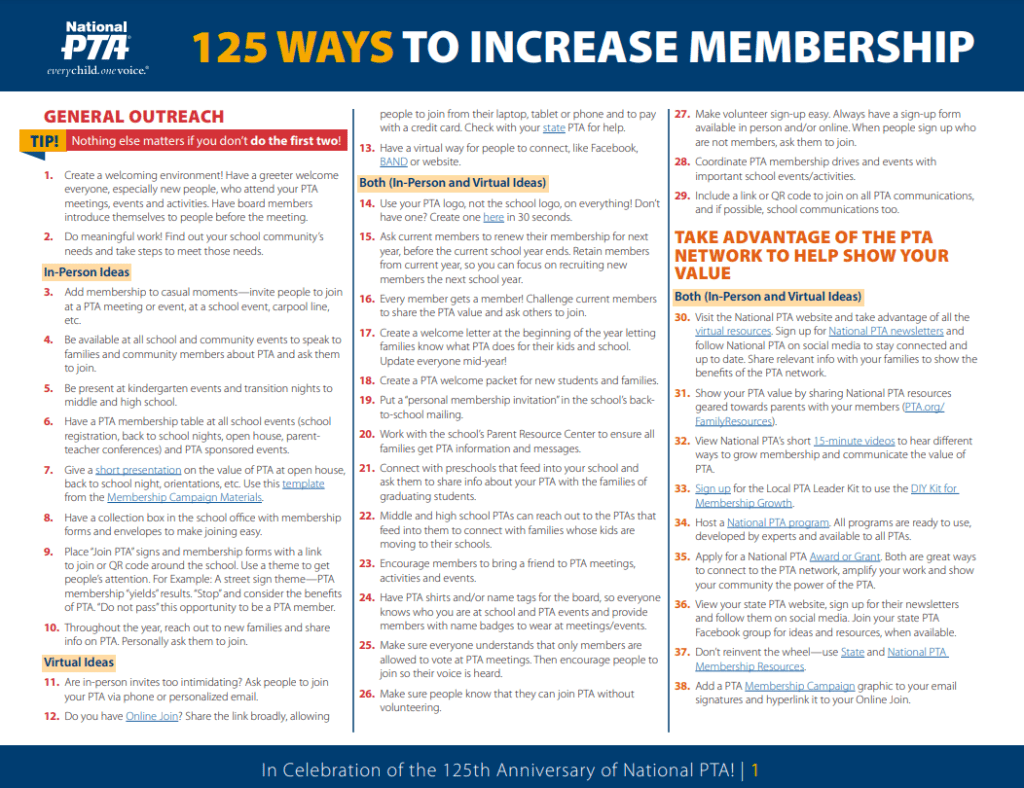 Building Membership and Marketing – Florida PTA